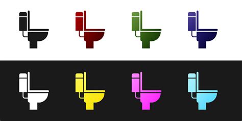 검은 색과 흰색 배경에 고립 된 화장실 그릇 아이콘을 설정 합니다 벡터 일러스트 가정 생활에 대한 스톡 벡터 아트 및 기타 이미지 가정 생활 가정의 방 개념 Istock