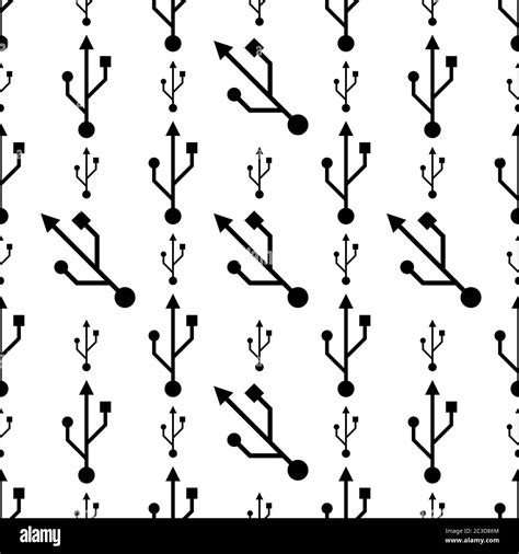 Usb Icon Seamless Pattern Universal Serial Bus Design Vector Art Illustration Stock Vector