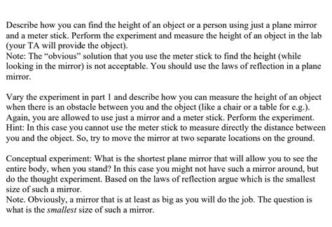 Solved Describe How You Can Find The Height Of An Object Or Chegg