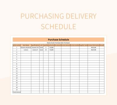 Free Delivery Schedule Templates For Google Sheets And Microsoft Excel Slidesdocs