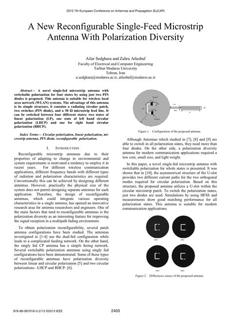 Pdf A New Reconfigurable Single Feed Microstrip Antenna With