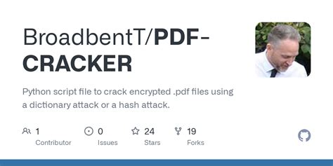 github broadbentt pdf cracker python script file to crack encrypted