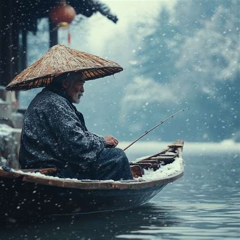 隔壁阿花的文生图作品《孤舟蓑笠翁，独钓寒江雪》 新片场ai创作