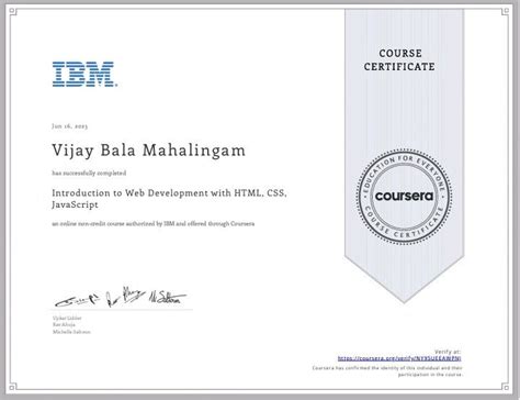 html5 css3 javascript ibm courseracertified vijay bala mahalingam