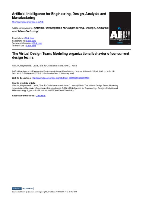 pdf the virtual design team modeling organizational behavior of