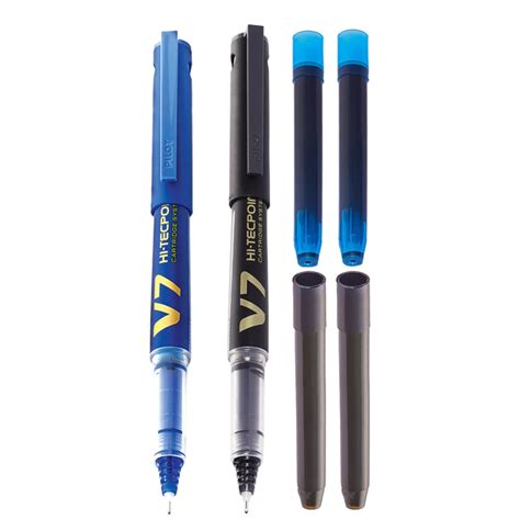 Pilot V7 Hi Tecpoint Pen With Cartridge System 1 Blue 1 Black Pen 2