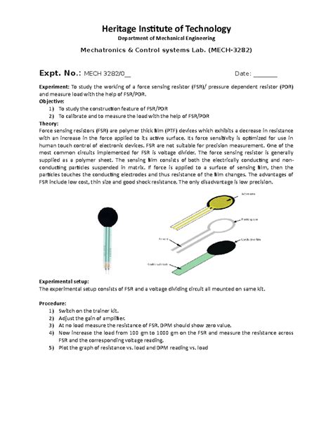 02 Force Sensing Resistor Or Pressure Dependent Resistor Heritage Institute Of Technology