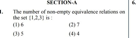 Section A The Number Of Non Empty Equivalence Relations On The Set 12