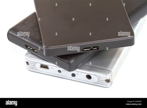 External Hard Drive With Usb Cable On White Stock Photo Alamy