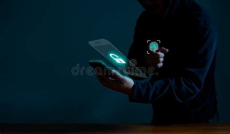 Hackers Spy On Cell Phones Concept Of Information Security System In Internet Network And