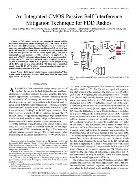 Pdf An Integrated Cmos Passive Self Interference Mitigation Technique