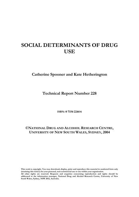 Pdf Social Determinants Of Drug Use