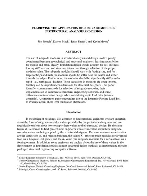 Subgrade Modulus In Structural Engg And Design Pdf Geotechnical