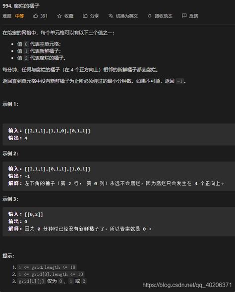 文巾解题 994 腐烂的橘子uqi Csdn博客