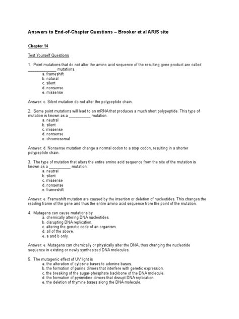 Mutation Questions And Answers Pdf