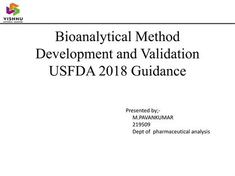 Usfda Bio Analytical Method Development And Validation Ppt