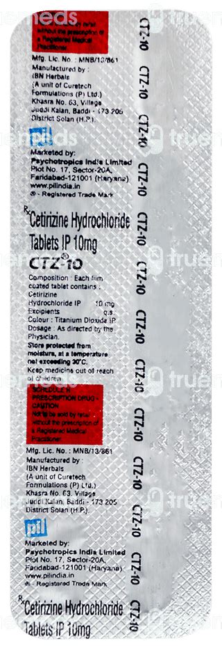 Ctz 10 Tablet 10 Uses Side Effects Price And Substitutes