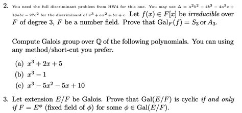 Solved 2 You Need The Full Discriminant Problem From Hw4