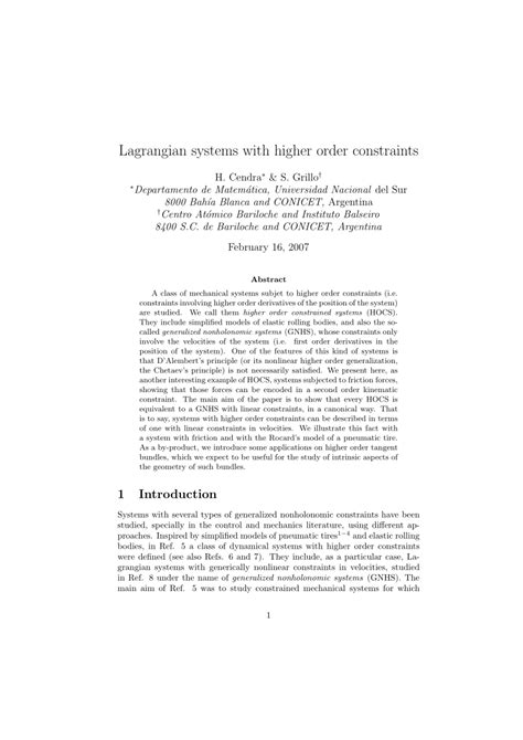 Pdf Lagrangian Systems With Higher Order Constraints