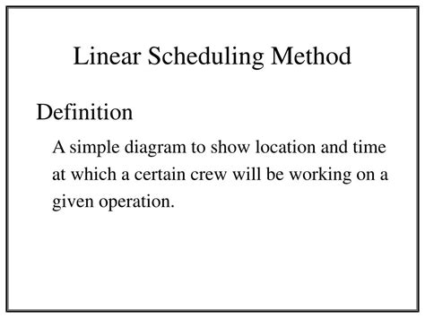 Ppt Linear Scheduling Method Powerpoint Presentation Free Download