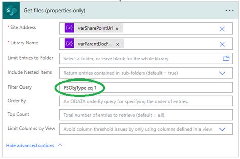 filtering files and folders in sharepoint with power automate