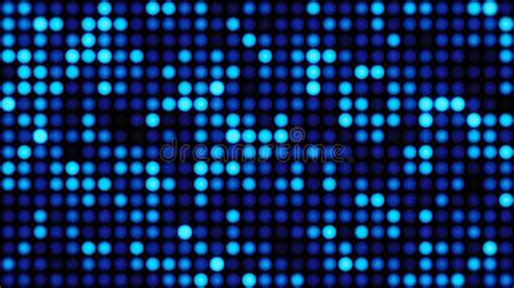 Blue Digital Electronic Flickering Light Circles In Grid Pattern Stock