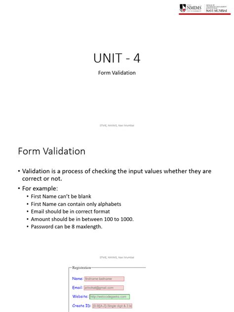Unit 4 Form Validation Pdf Regular Expression String Computer