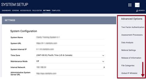 System Advanced Options