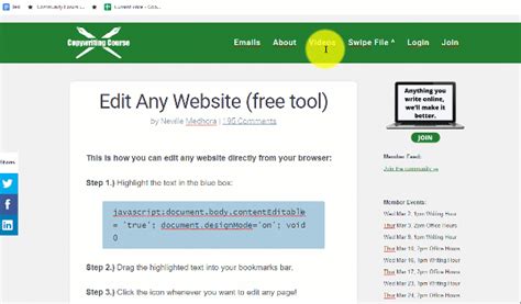 Edit Any Website Javascript Trick For Mockups Swipe File