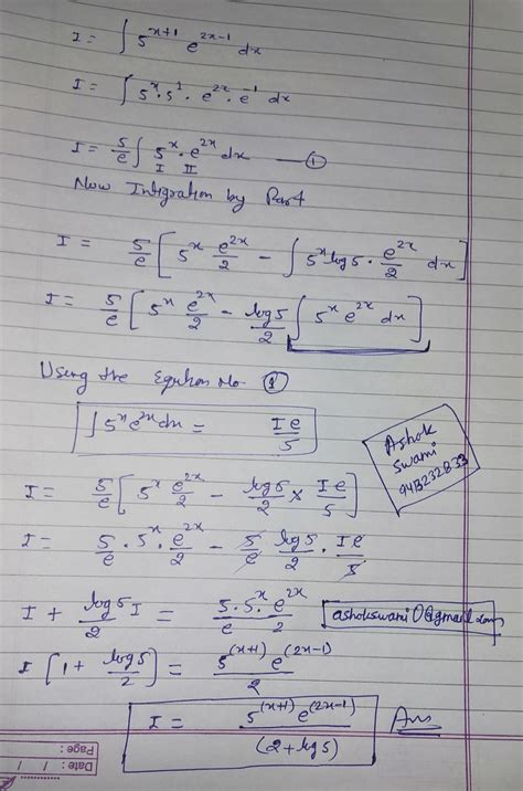 Integration Calculate Int 5 X1 E 2x 1 Dx Mathematics Stack