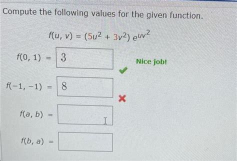 Solved Compute The Following Values For The Given Function Chegg