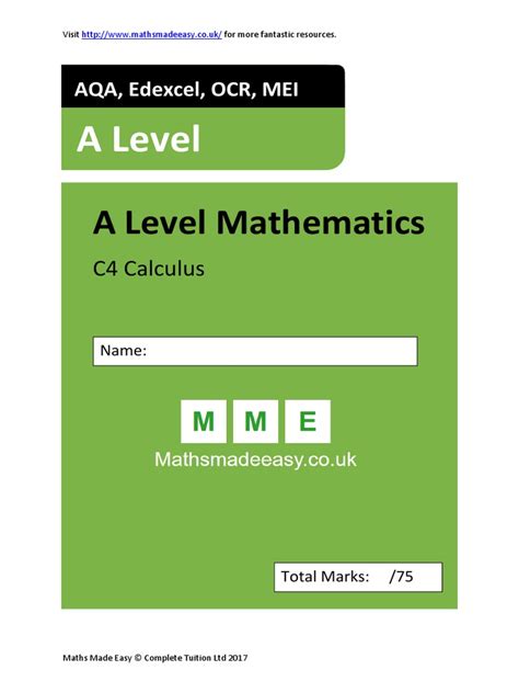 c4 a level maths calculus questions aqa ocr edexcel mei pdf