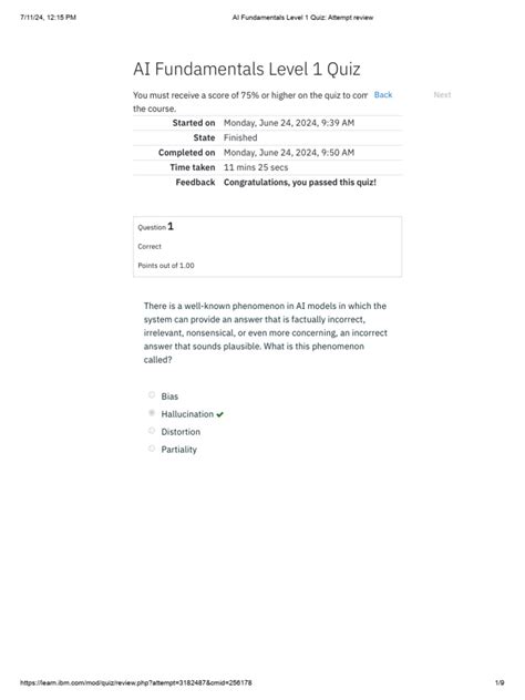 Ai Fundamentals Level 1 Quiz Attempt Review Download Free Pdf