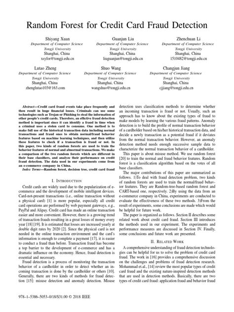 Random Forest For Credit Card Fraud Detection Pdf Accuracy And Precision Applied Mathematics