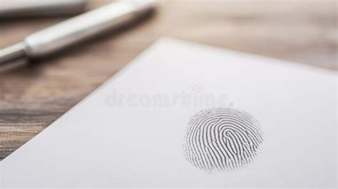 Fingerprint On A Blank Sheet Of Paper Signifies Identity Verification