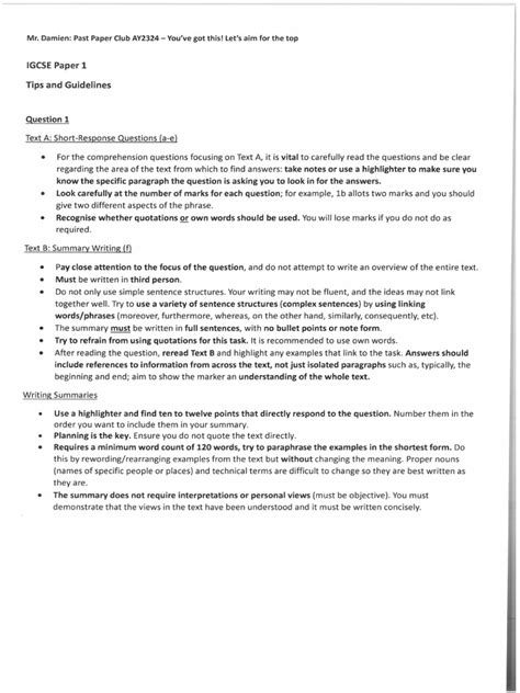 Igcse 0500 Tips And Guidlines Pdf