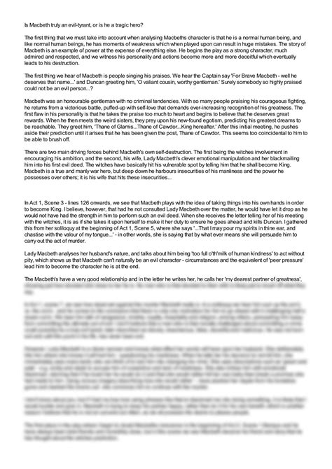 Solution Is Macbeth Truly An Evil Tyrant Or Is He A Tragic Hero