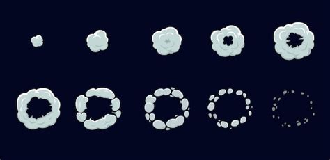 Premium Vector | Cartoon smoke animation animated cloud explosion dust sprite frame sheet ...