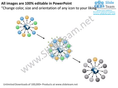 Diverging Steps Around Globe Process Flow Radial Diagram Power Point Templates PPT
