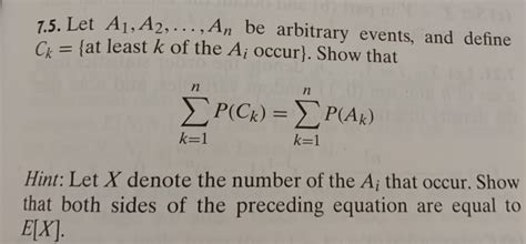 solved 75 let a1 a2 an be arbitrary events and define