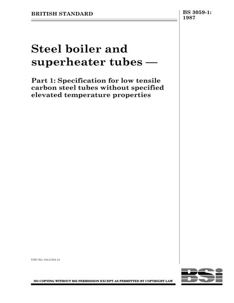Steel Boiler And Superheater Tubes Spec Bs 3059 11987