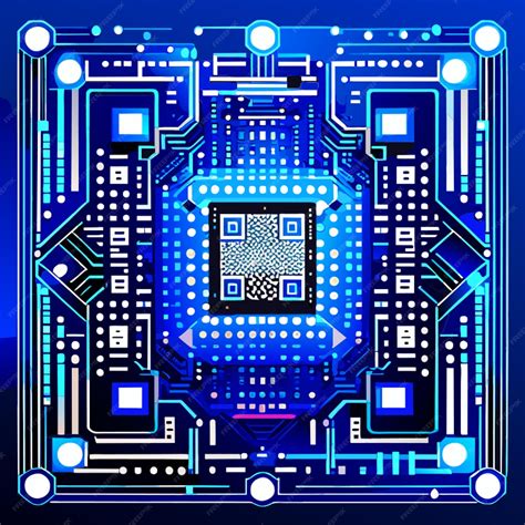 Premium Vector Blue Binary Circuit Board Digitalblue Background In The Square Qr Bar Vector