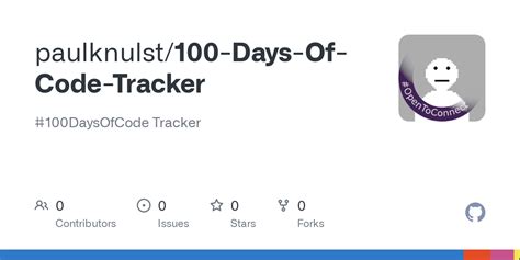 github paulknulst 100 days of code tracker 100daysofcode tracker