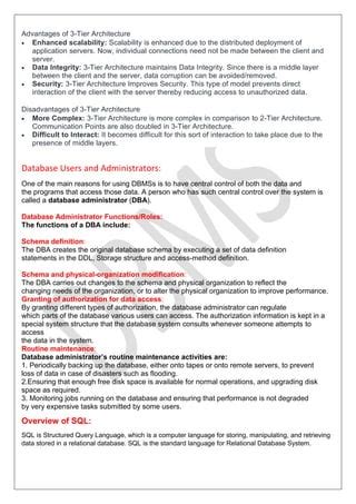 Database Management Systems Notes For Unit PDF Databases Computer Software And Applications