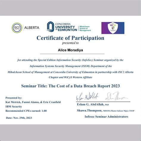 Alice Moradiya On Linkedin Cybersecurity Ibm Databreach Infosec Seminar