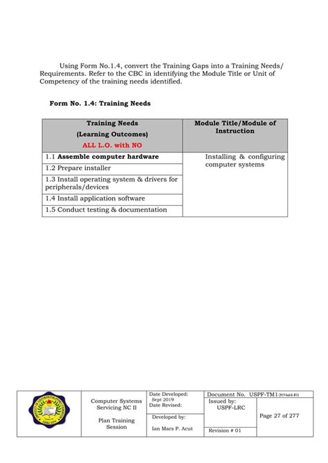 Tm 1 Tesda Portfolio Computer Systems Servicing Nc Ii Pdf Technology And Computing
