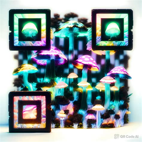 네온 머쉬룸 Qr 코드 아트 생성기 무료 예제