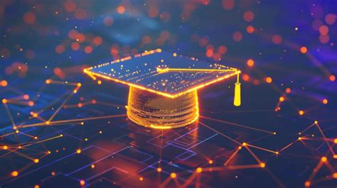 Digital Graduation Cap On A Network Premium Ai Generated Image