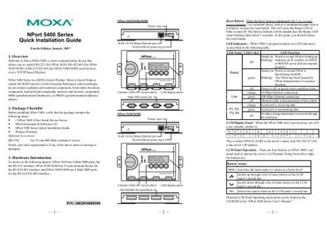Nport 5400 Series Quick Installation Guide Moxa
