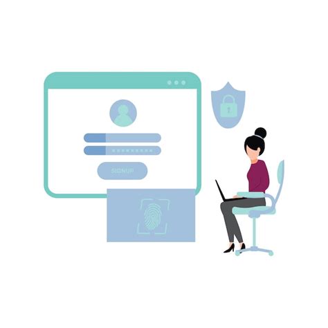 Premium Vector Girl Using Security On Laptop
